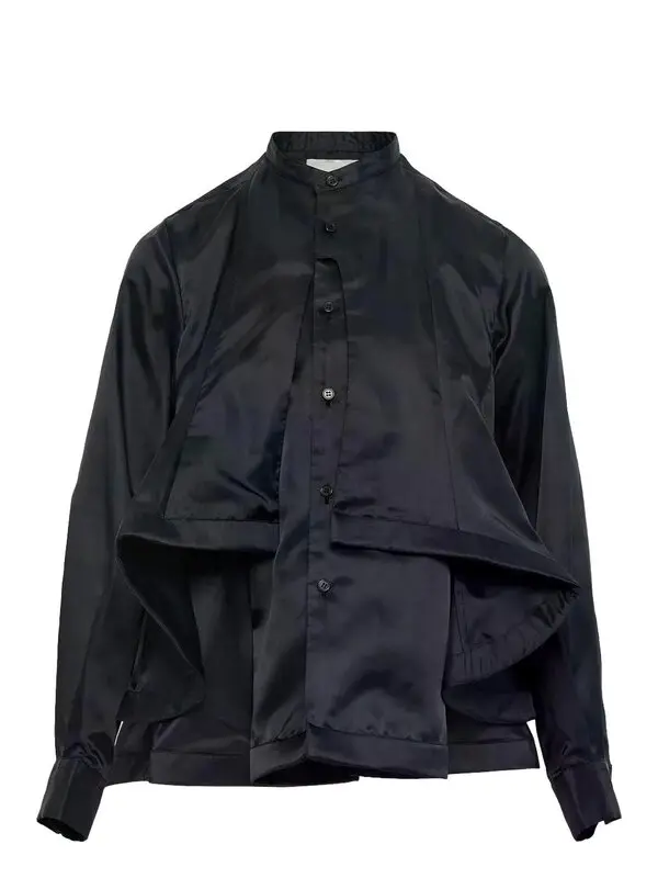 Noir Kei Ninomiya Ruffled-layer Twill Shirt - Black