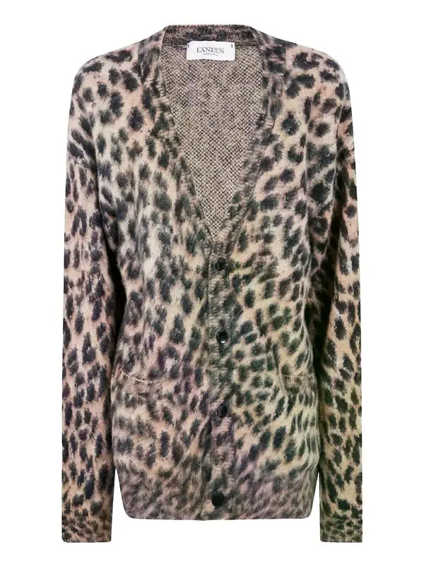 LANEUS Leopard-print Button-up Cardigan - Neutrals