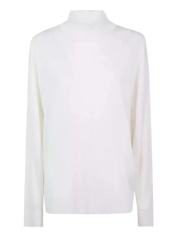 LANEUS High-neck Merino Wool Jumper - White