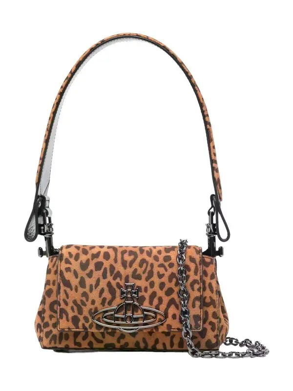 VIVIENNE WESTWOOD Linda Orb-embellished Leopard-print Tote - Brown