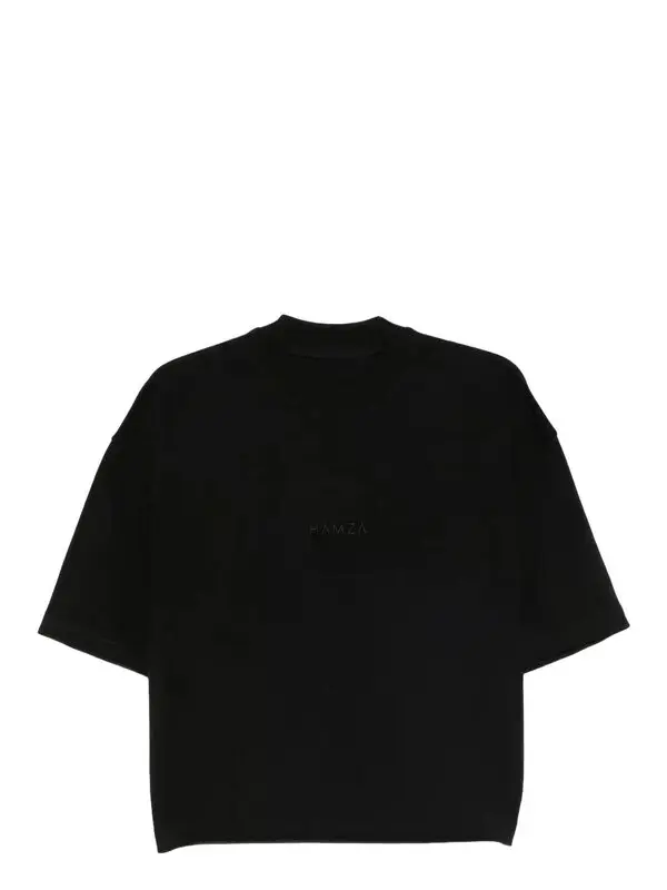 HAMZA Logo-embroidered Boxy T-shirt - Black