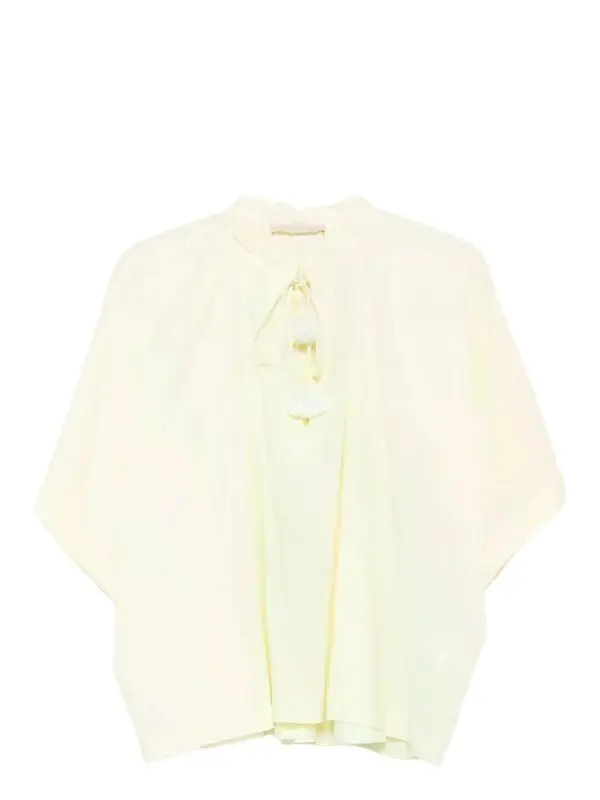 Vanessa Bruno Cotton Top With Tassel Neck - Yellow