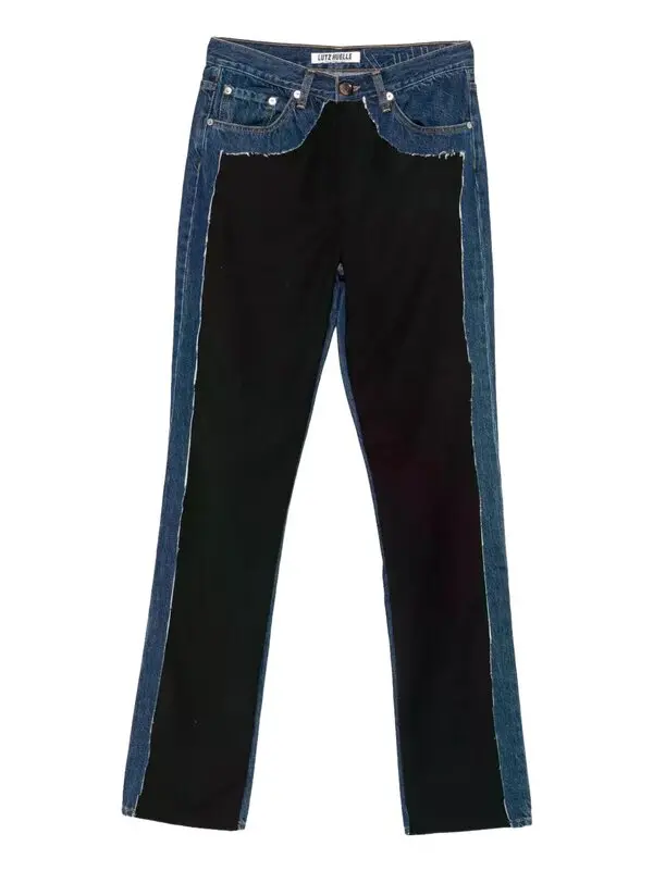 LUTZ HUELLE Denim Panelled Straight-leg Jeans - Blue