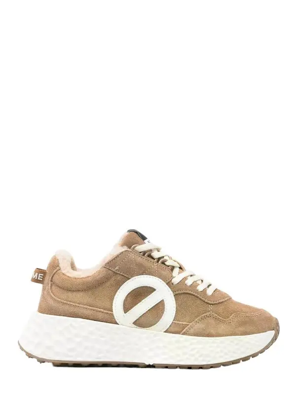 NO NAME Suede Sneakers With Circular Logo - Brown