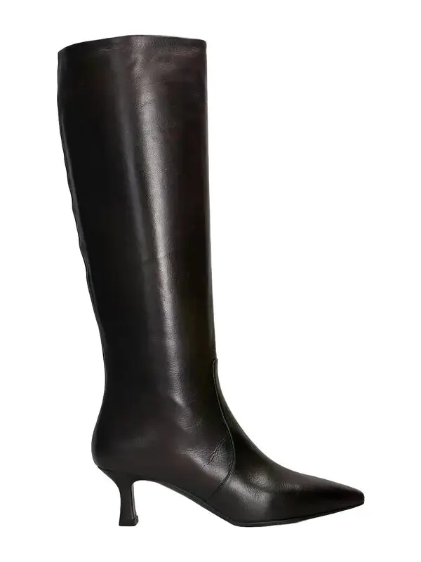 JULIE DEE Leather Pointed-toe Knee-high Boots - Brown
