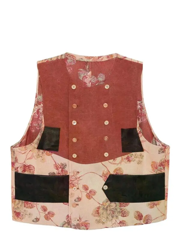 COMMUNS Floral-embroidered Gilet - Red