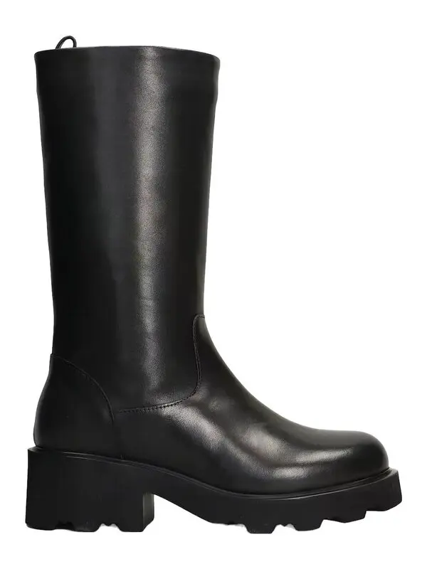 JULIE DEE Mid-calf Leather Boots - Black