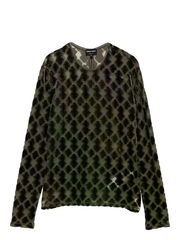 Giorgio Armani Geometric-pattern Velvet T-shirt - Green