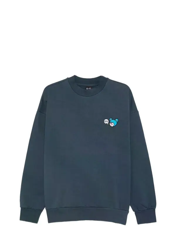 INBETWEENERS Crew-neck Sweatshirt With Bear Embroidery - Blue