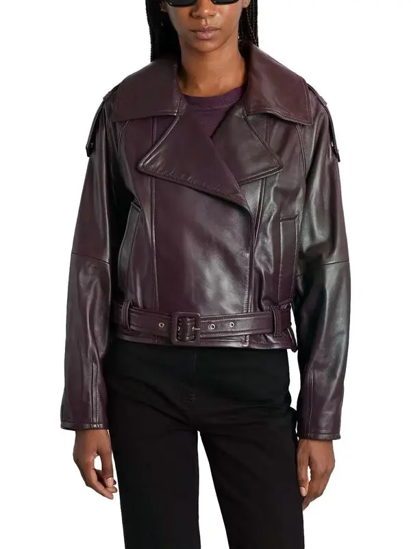 IRO PARIS Yuria Leather Biker Jacket - Purple