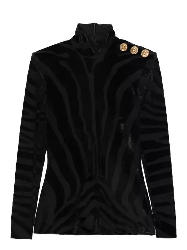 Balmain Printed Button Top - Black