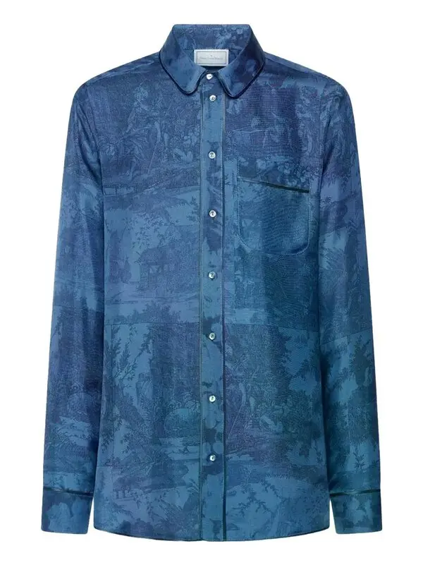 PIERRE-LOUIS MASCIA Aloegum Printed Shirt - Blue