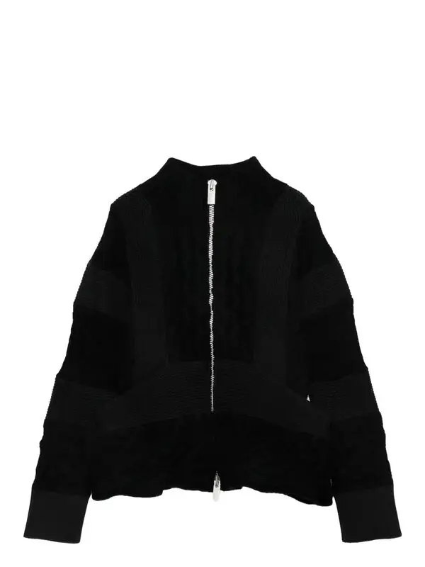 Sacai Cable-knit Zip-up Cardigan - Black