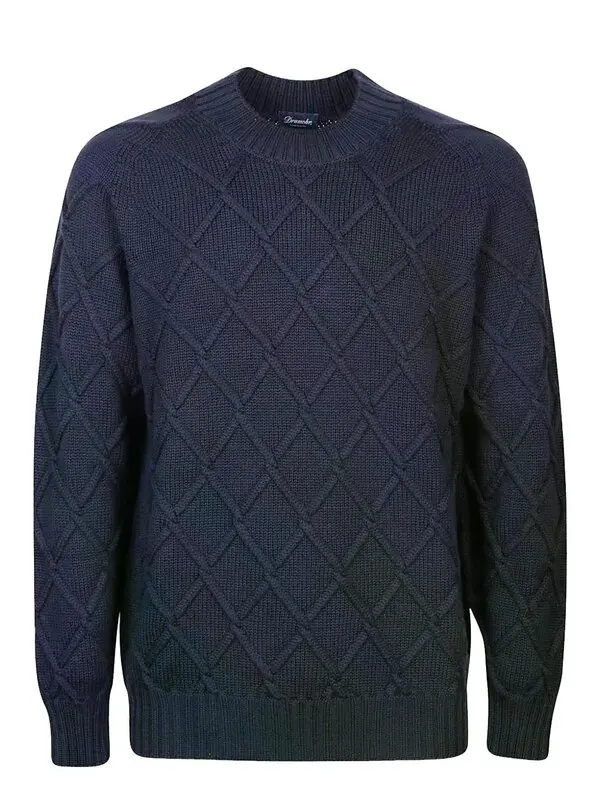 DRUMOHR Diamond-pattern Crew-neck Sweater - Blue