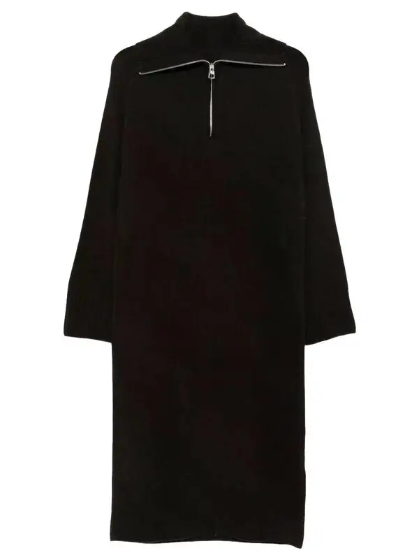 Marc O'polo High-neck Zip-front Midi Dress - Black