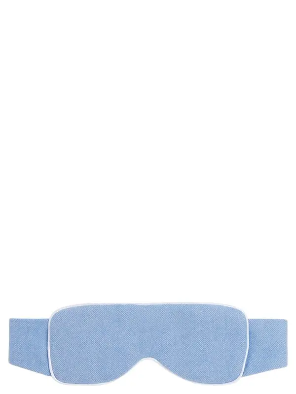 DANIEL HANSON Merino Wool Herringbone Eye Mask - Blue