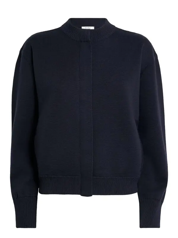 Max Mara Virgin Wool Zip-up Cardigan - Blue