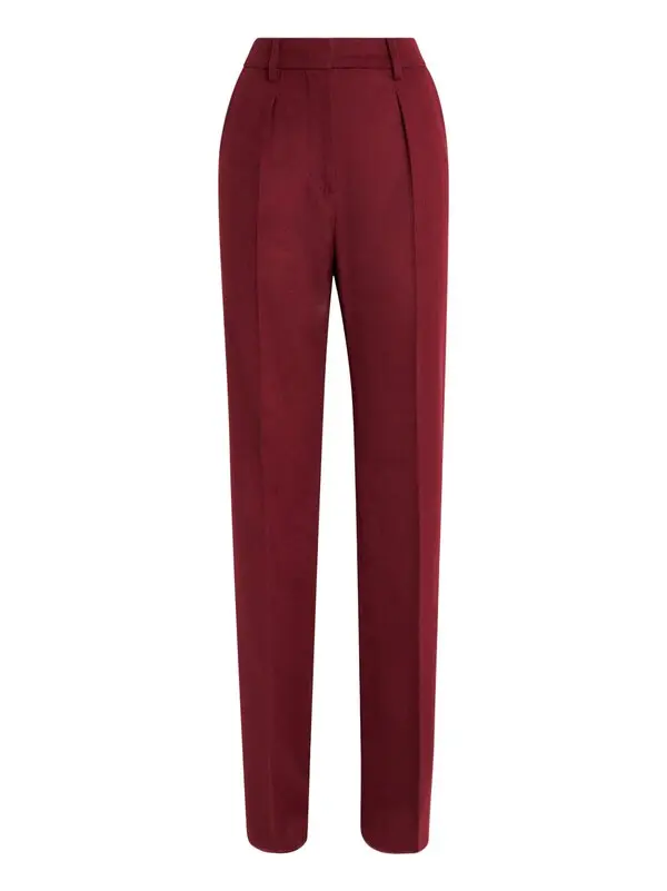 Max Mara Camelwool Straight Leg Trousers - Red