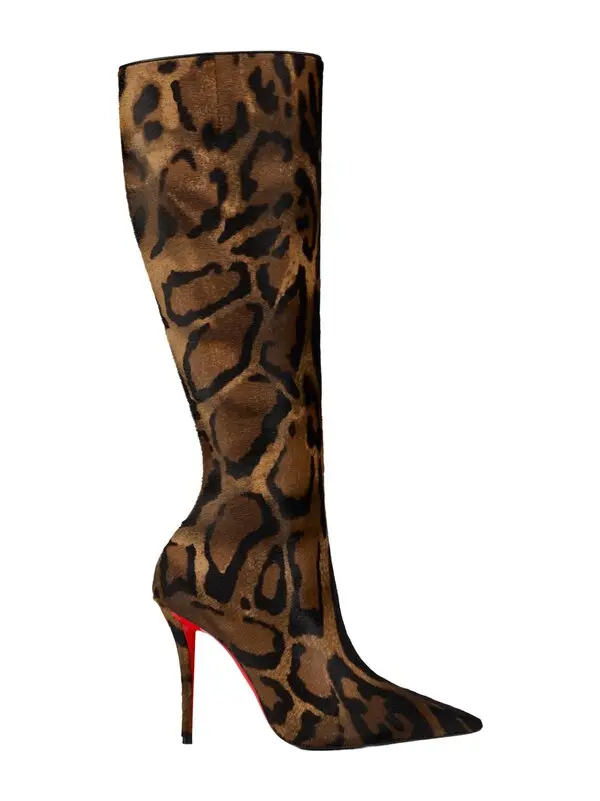 CHRISTIAN LOUBOUTIN Miss Z Leather Pony Hair Knee-high Boots - Brown