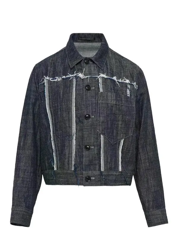 Y’s Frayed-detail Denim Jacket - Blue