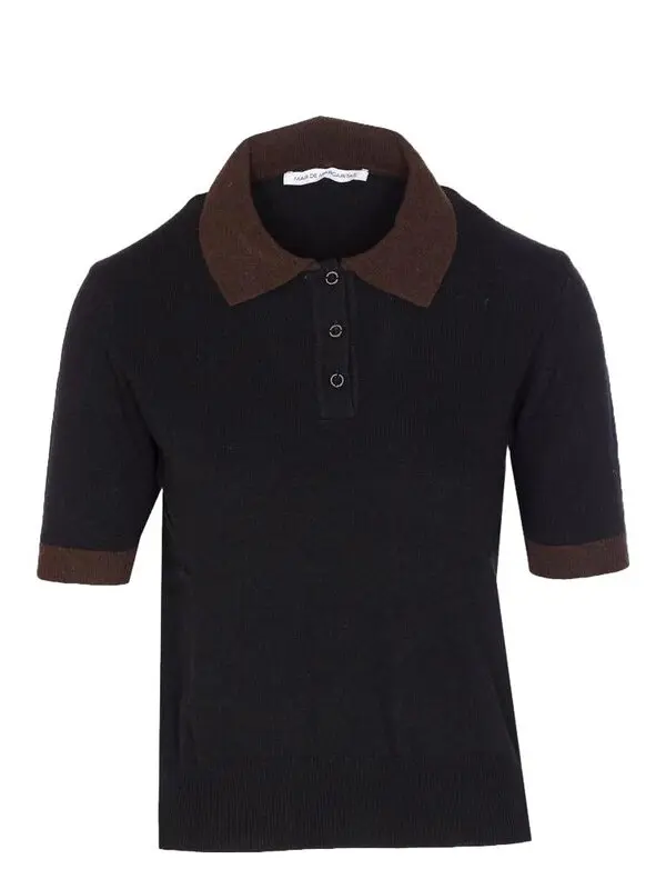 MAR DE MARGARITAS Polo Shirt With Buttons Closure - Black