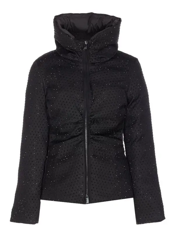 Pinko Nita Down Jacket With Strass Details - Black