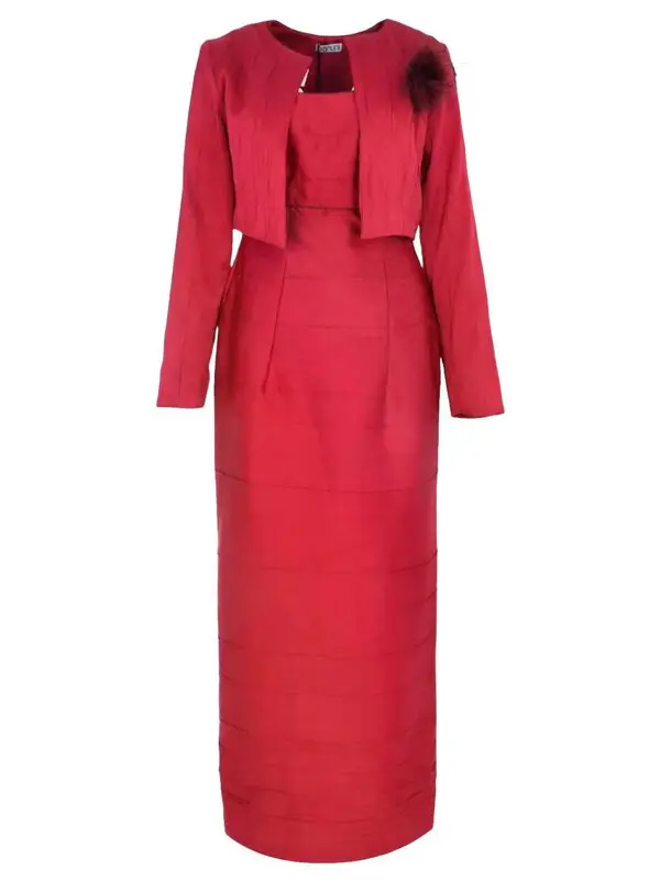 BARUNI Feather-embellishment Maxi Dress - Red