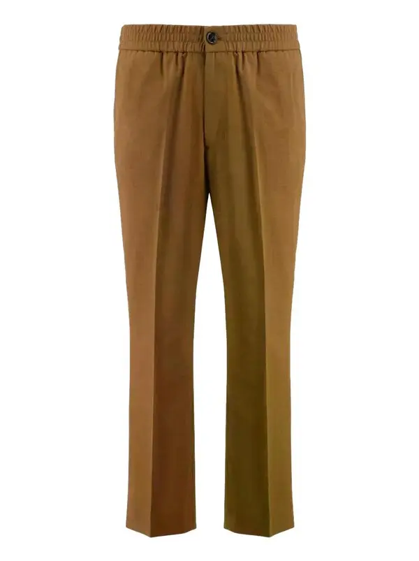 AMI Paris Elasticated-waist Wool Trousers - Brown