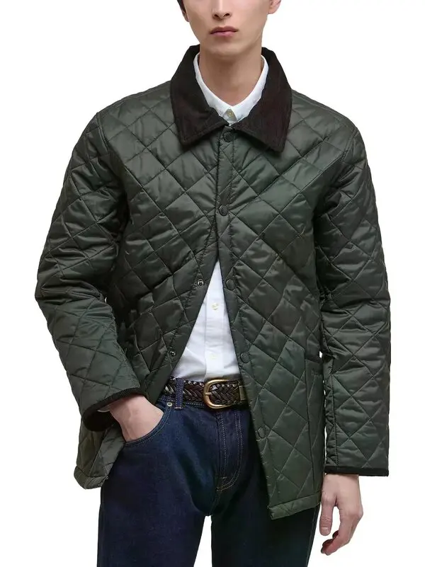 Barbour Diamond-quilted Jacket With Corduroy Collar - Green