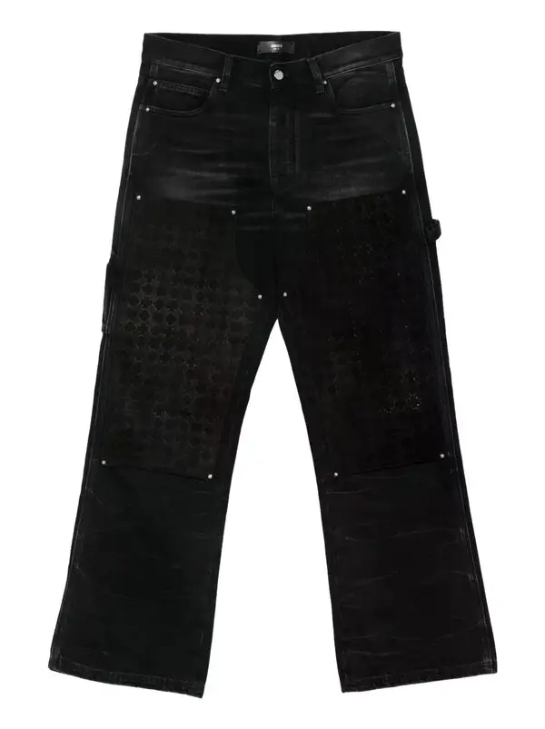 Amiri Monogram Knee Panel Jeans - Black