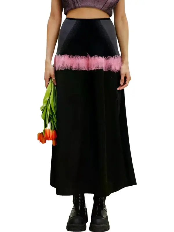 Ph5 Needle-punch Ruffled Skirt - Black
