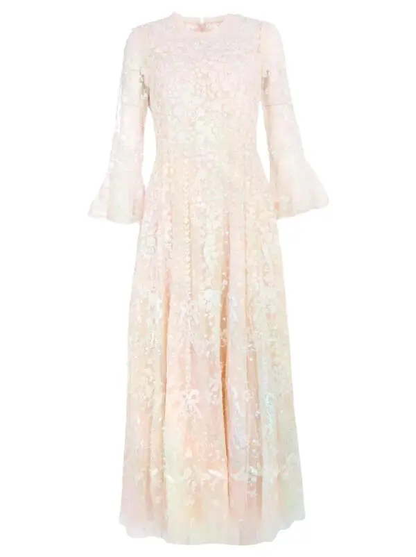 NEEDLE & THREAD Flower-embellished Maxi Dress - Neutrals