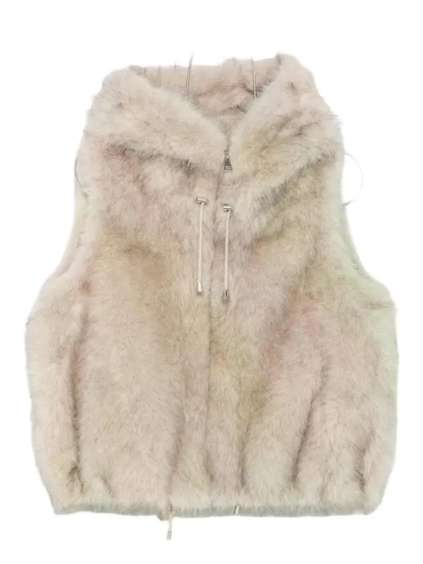 VALENTINI 1972 Faux Fur Hooded Vest - Neutrals