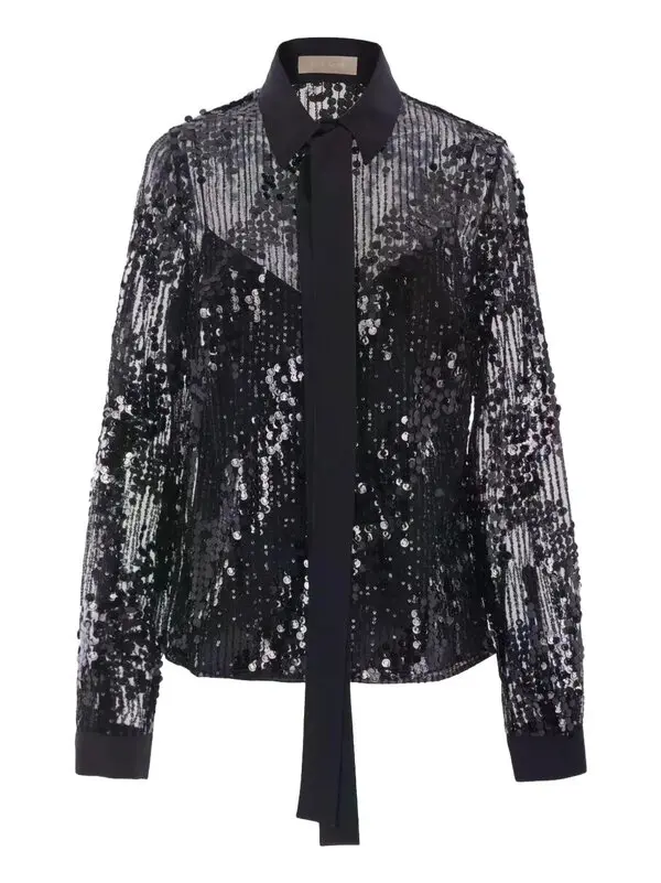 Elie Saab Sequinned Tulle Shirt - Black