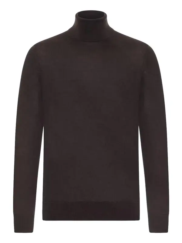 Zegna Turtleneck Ribbed-hem Sweater - Brown