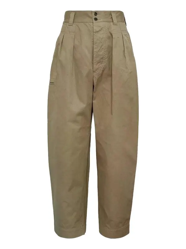 Comme Des Garçons Pleated Cotton Trousers - Neutrals