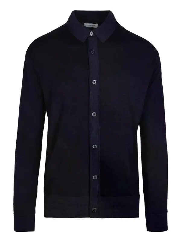 PAOLO PECORA Button-down Wool Sweater - Blue