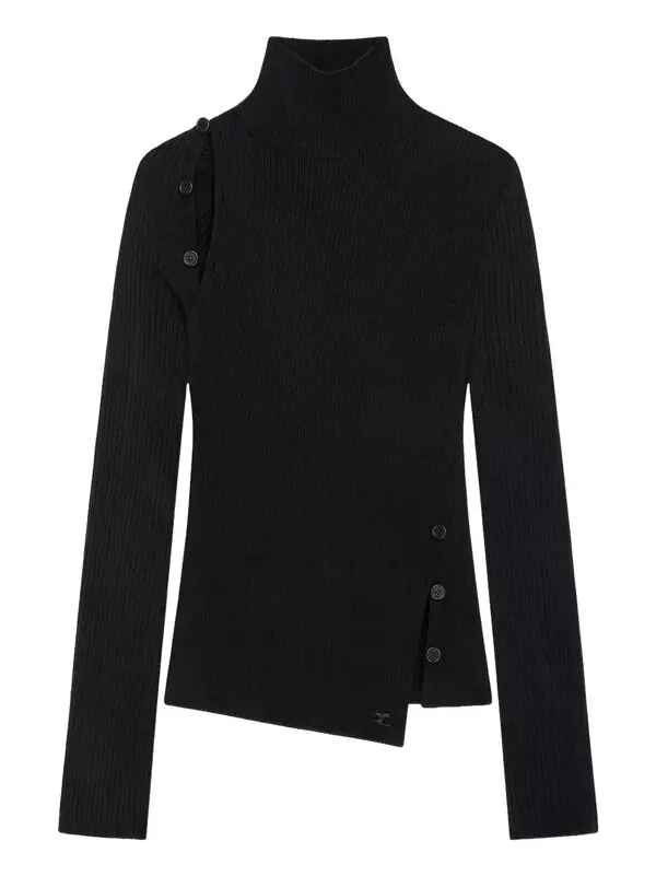 COURREGES Oblique Buttoned Sweater - Black