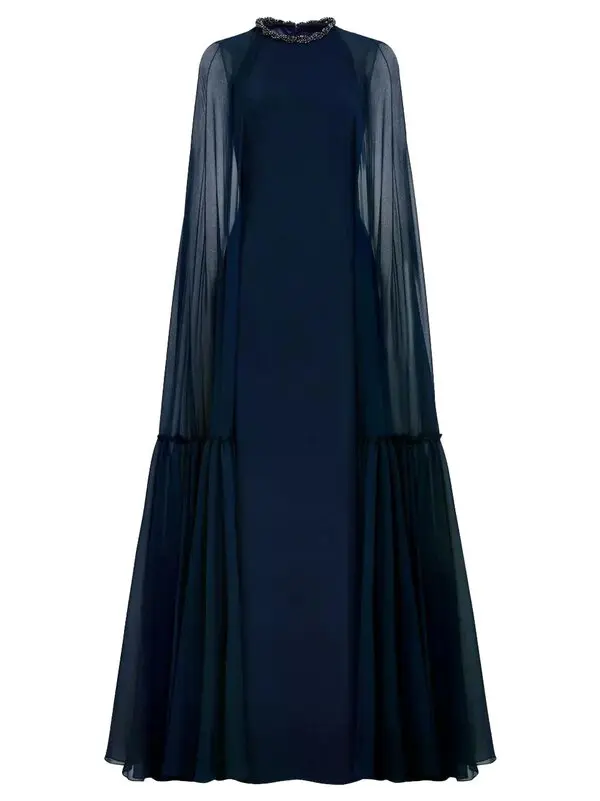 Jenny Packham Cape-design Maxi Dress - Blue