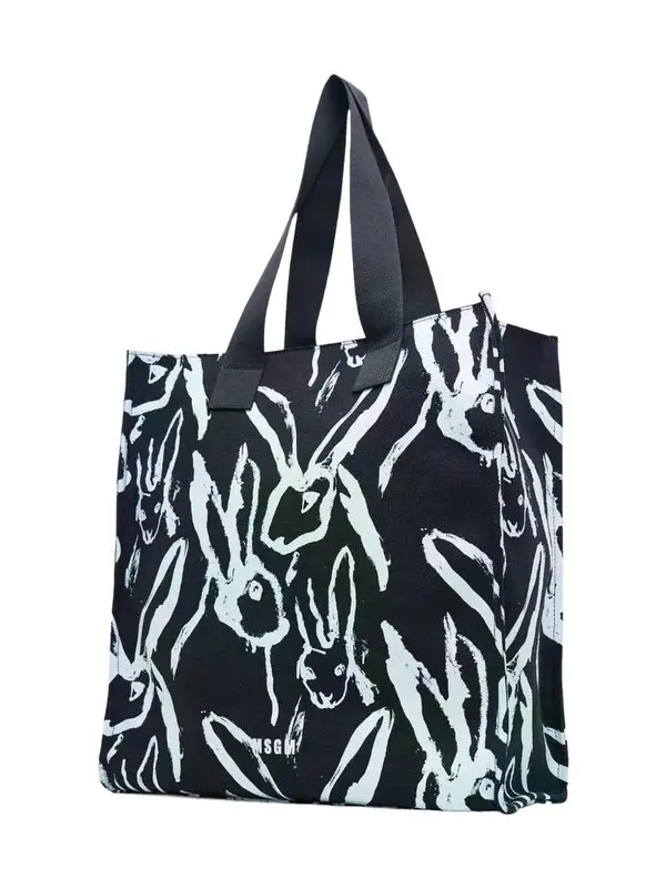 MSGM Rabbit-print Tote Bag - Black