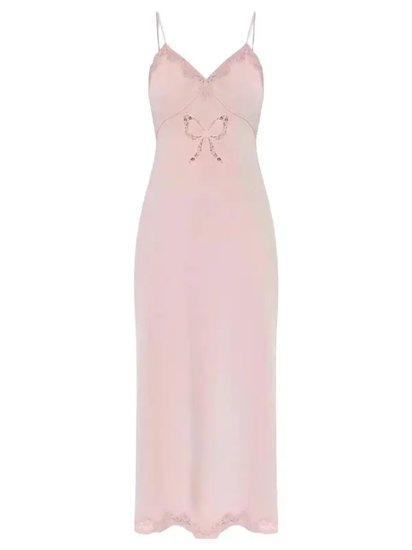 LoveShackFancy Manuela Lace-trimmed Bow Dress - Pink