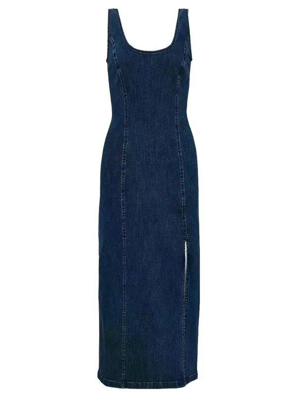 Rag & Bone Athena Denim-paneled Midi Dress - Blue