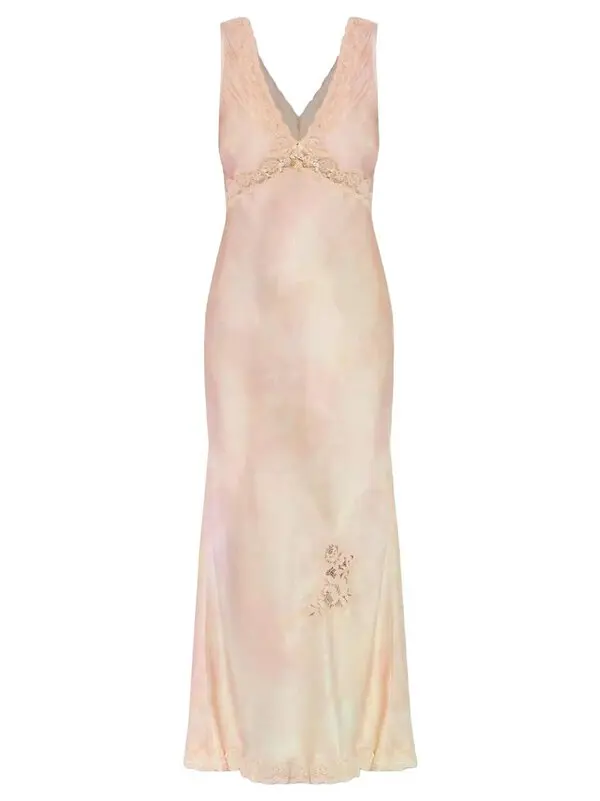 LoveShackFancy Bier Lace-embellished Silk Dress - Pink
