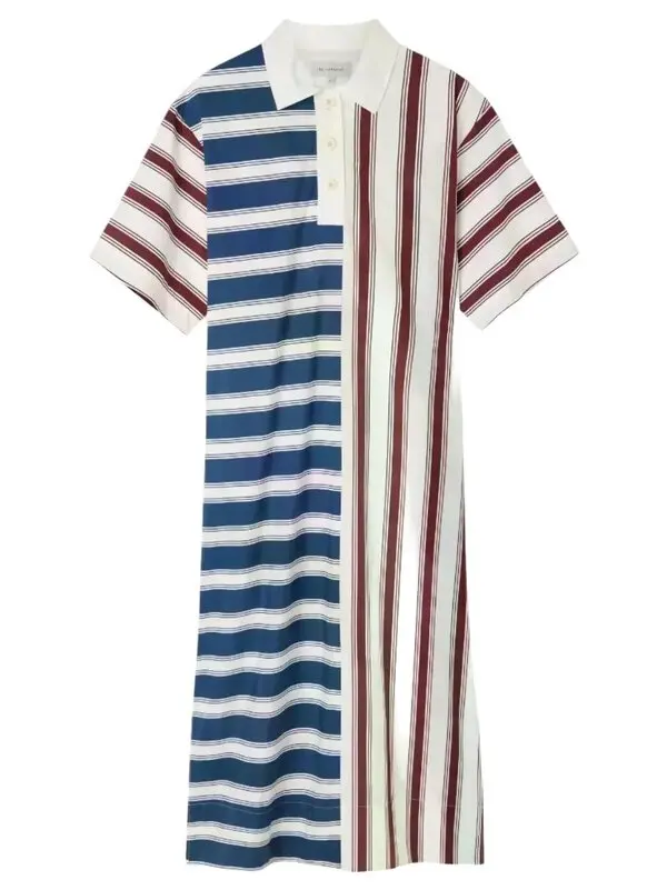 LEE MATHEWS Striped Polo Shirt Dress - Blue