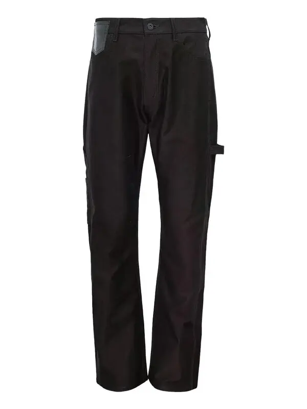 Junya Watanabe Leather-patch Cotton Trousers - Black