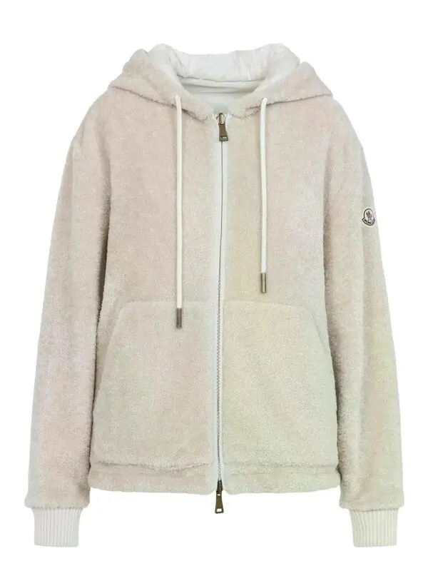 Moncler Zip-up Fleece Hooded Jacket - Neutrals