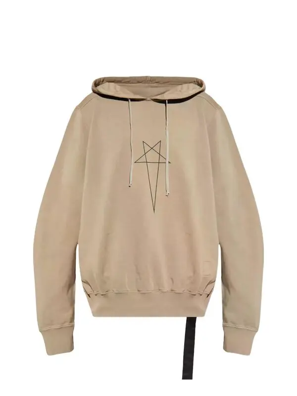 Rick Owens Star-embroidered Drawstring Hoodie - Brown