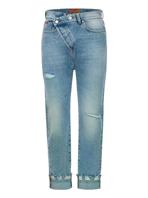 NO44 Crossover Distressed Jeans - Blue