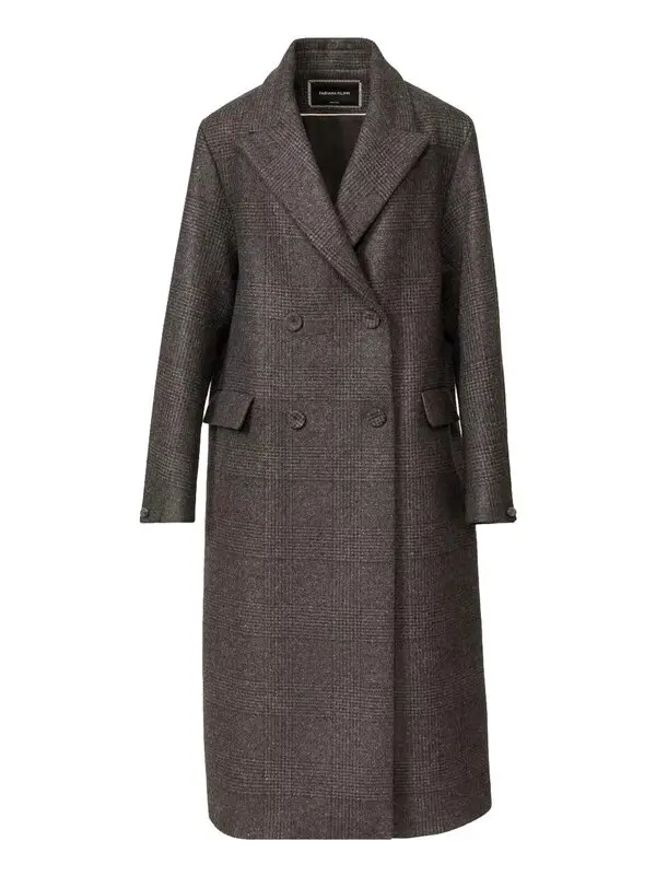 Fabiana Filippi Checked Double-breasted Coat - Grey