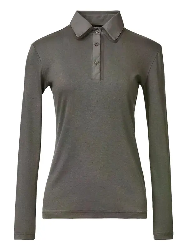 Fabiana Filippi Long-sleeve Buttoned Polo Top - Grey